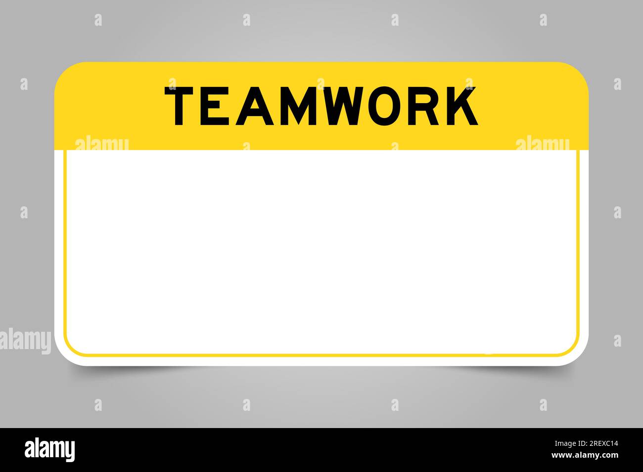 Label banner that have yellow headline with word teamwork and white ...