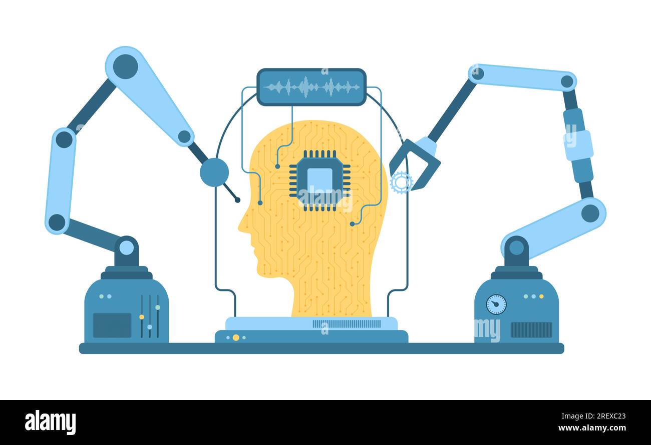 Automation in industry, smart manufacturing vector illustration ...