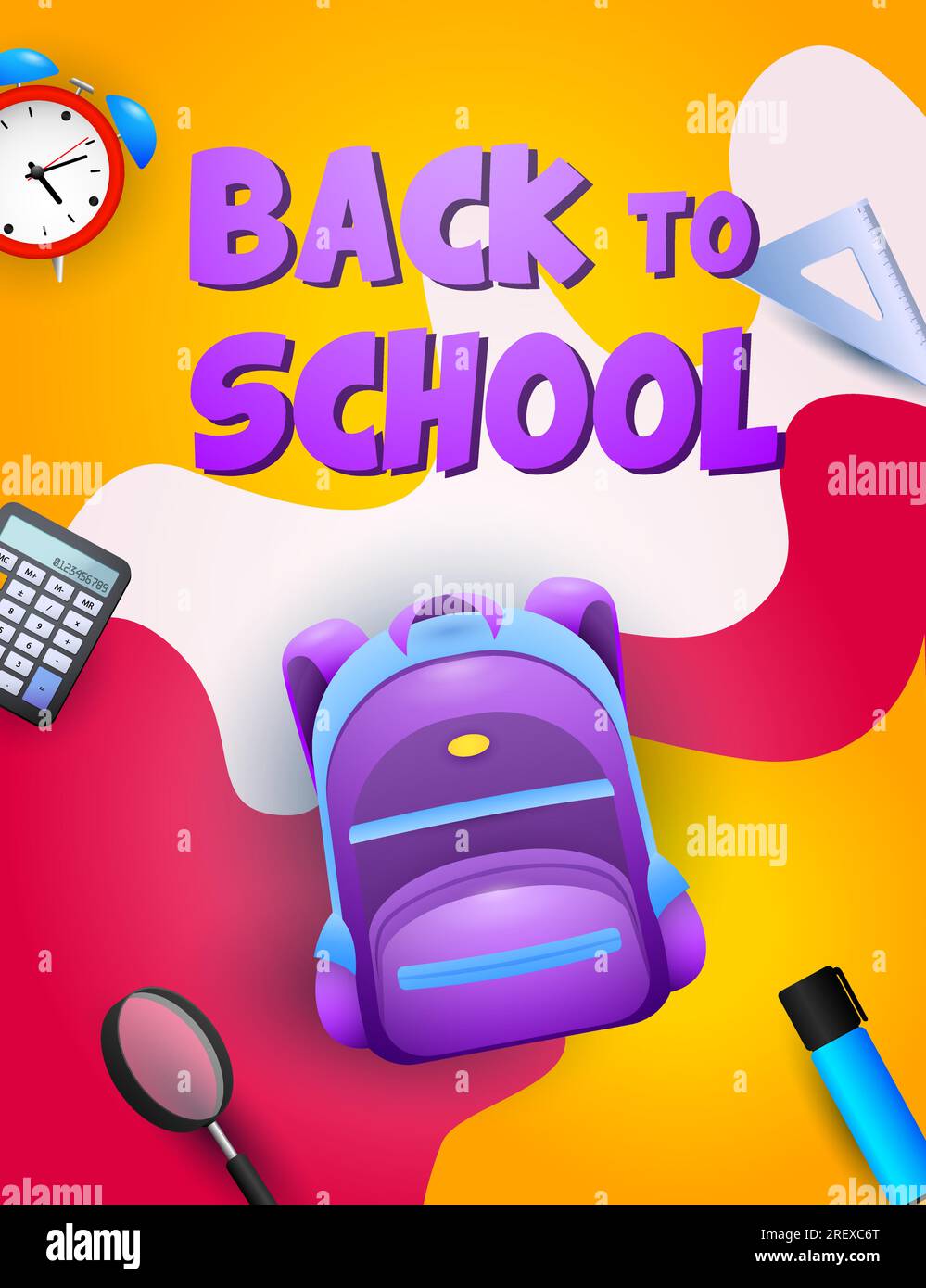 Back to school poster design. Purple backpack Stock Vector Image & Art ...