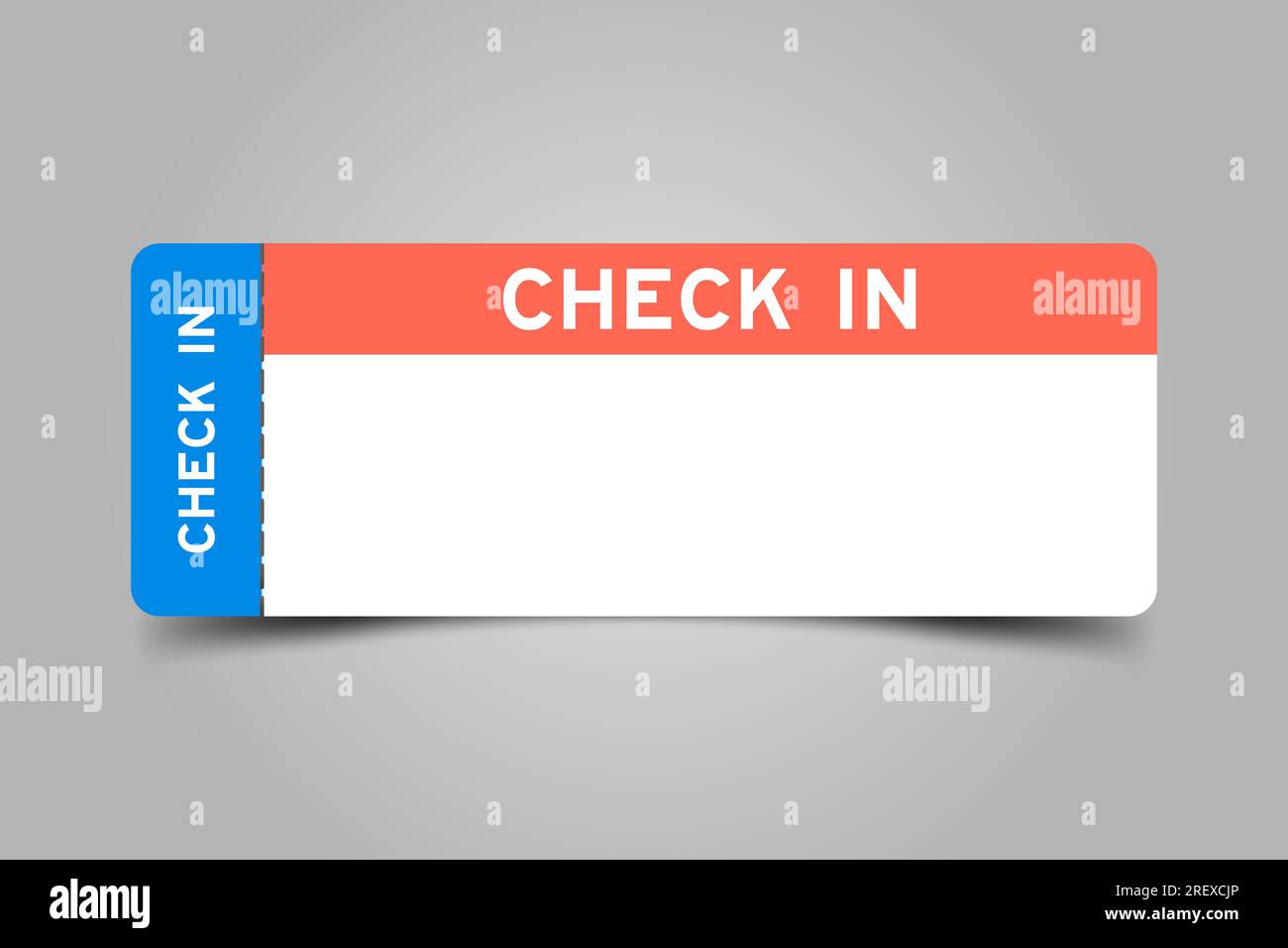 Blue and orange color ticket with word check in and white copy space ...