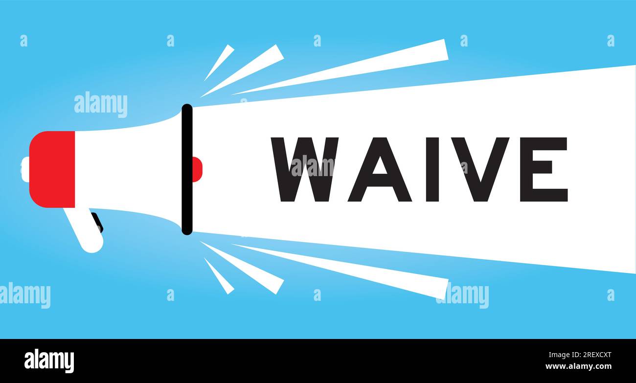 Color megaphone icon with word waive in white banner on blue background ...