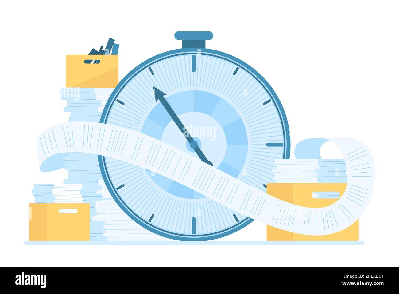 Pressure of paperwork and deadline vector illustration. Cartoon ...