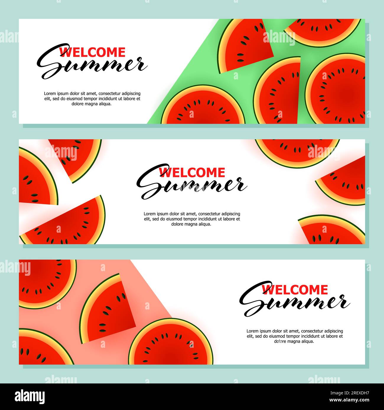 Welcome summer letterings set with watermelon slices Stock Vector Image ...