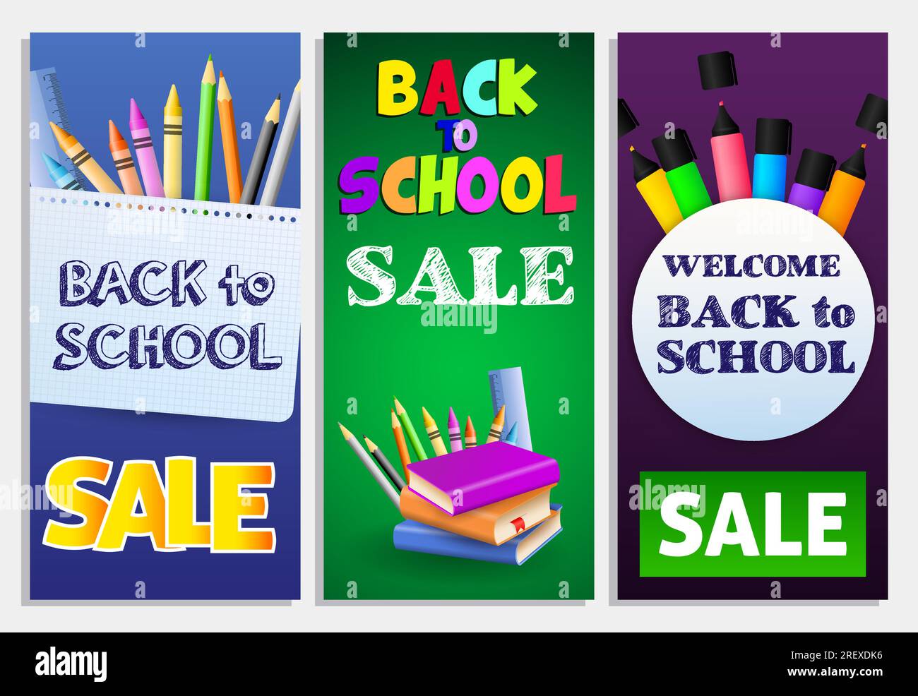 Sale flyers design with cartoon school items Stock Vector Image & Art ...