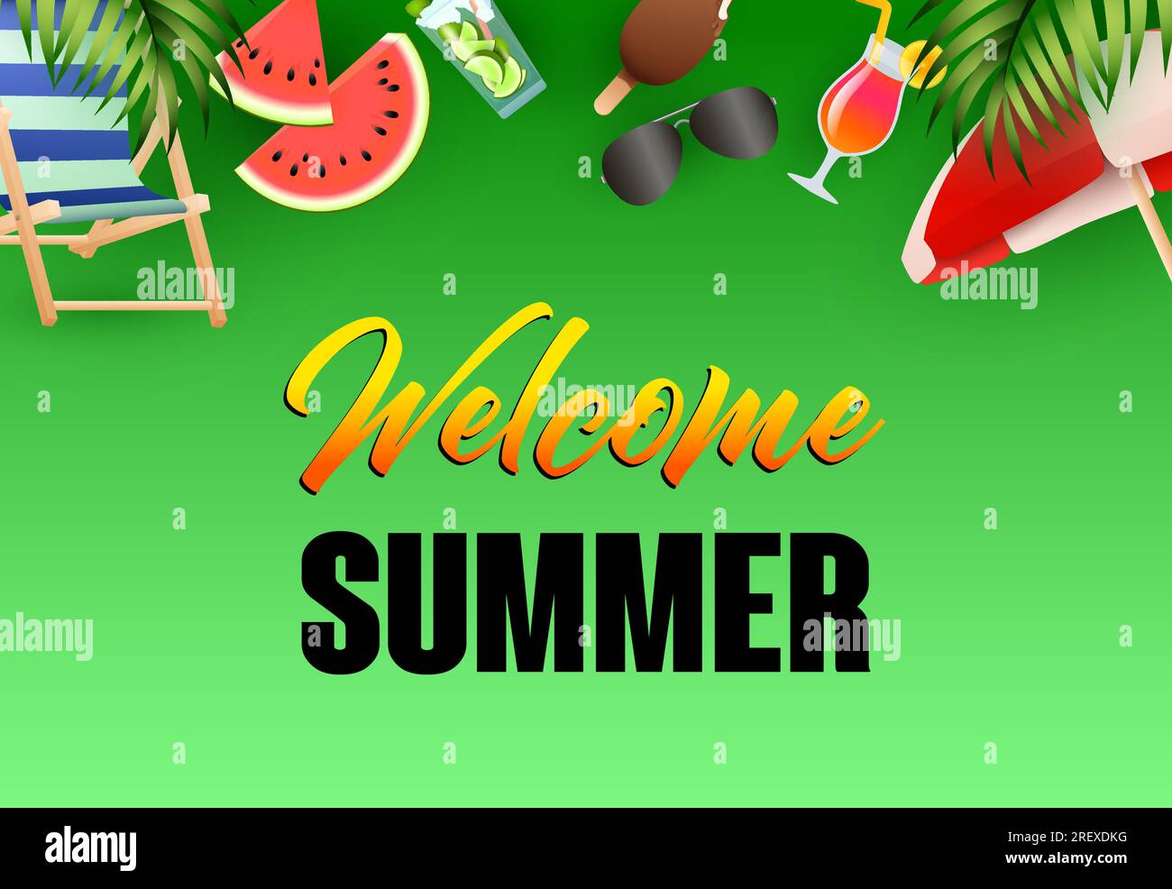 Welcome summer bright poster design. Beach chair Stock Vector Image ...