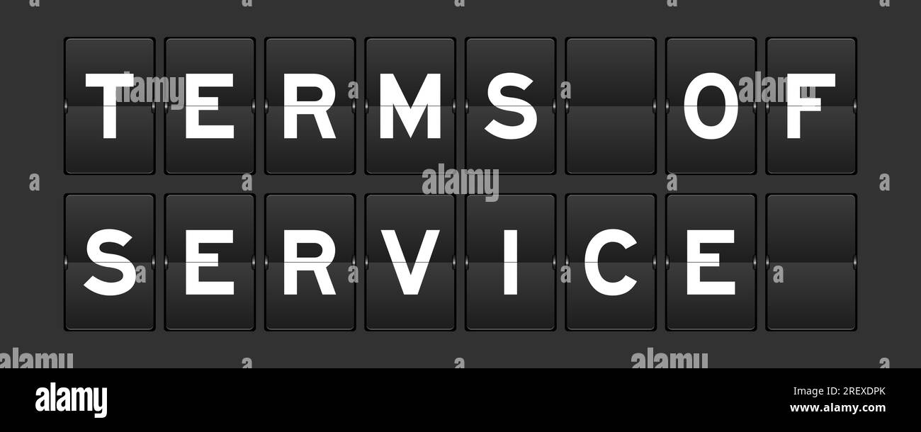 Black color analog flip board with word terms of service on gray ...