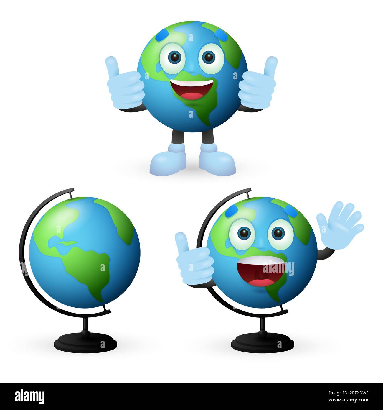 Cartoon globes set vector illustration Stock Vector Image & Art - Alamy