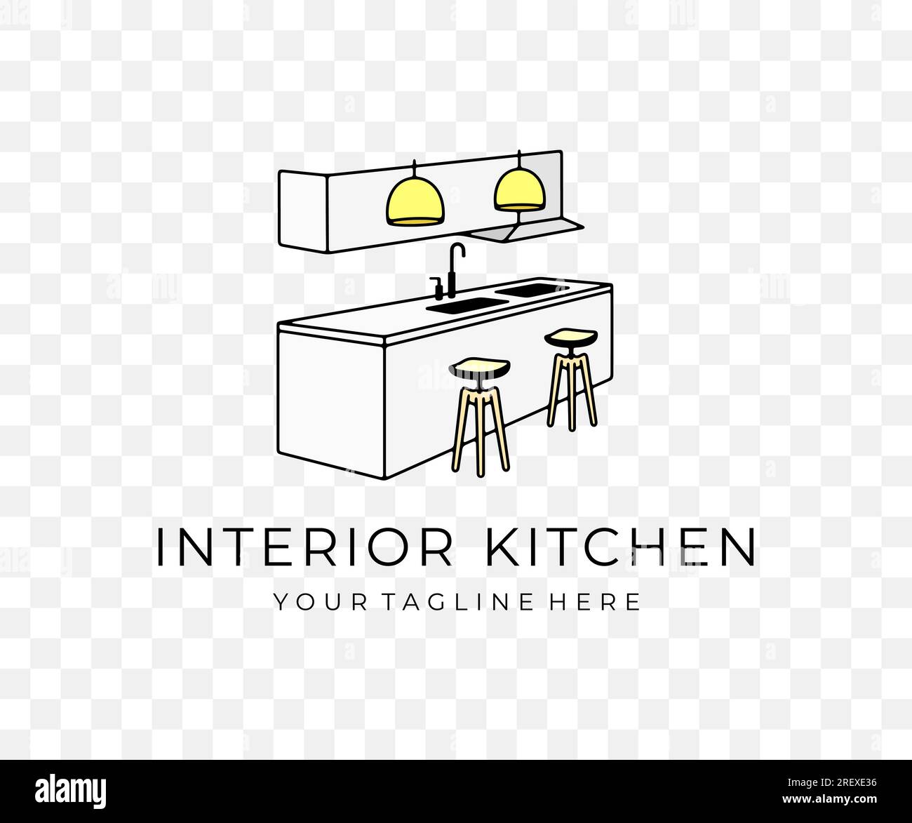 Interior of modern kitchen, living room, home and house, colored ...