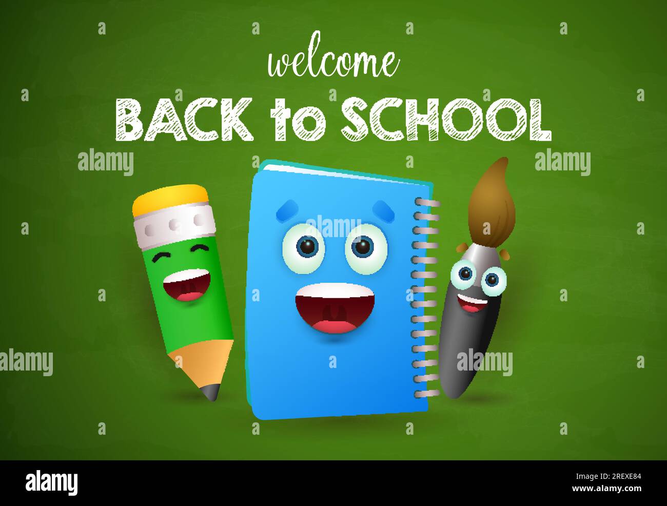 Welcome back to school lettering, happy brush, notebook Stock Vector ...