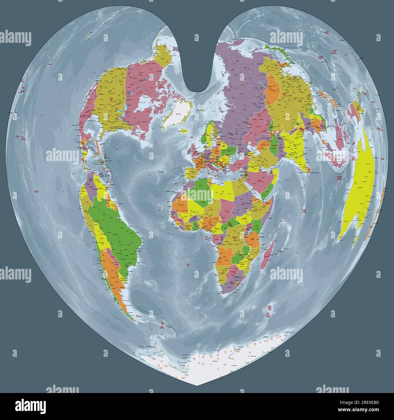 Detailed political world map Bonne projection Stock Vector Image & Art ...