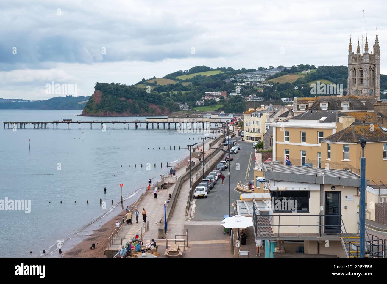 Teignmouth, England – July 21, 2023: Landscape view of the Devon resort ...