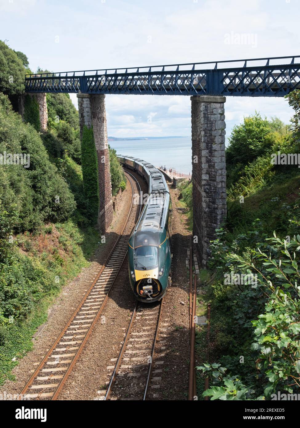 Devon, England – July 21, 2023: A Great Western Railway passenger train from London Paddington ...