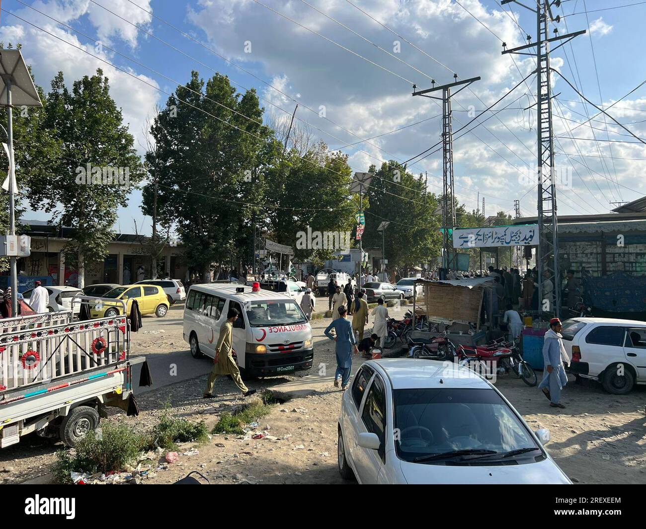 (230730) -- BAJAUR, July 30, 2023 (Xinhua) -- This photo taken with a ...