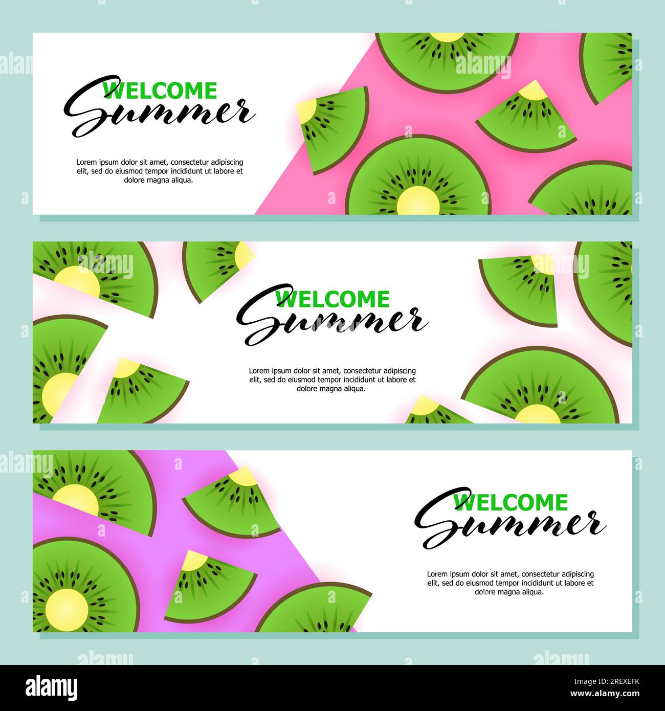 Welcome summer letterings set with kiwi slices Stock Vector Image & Art ...