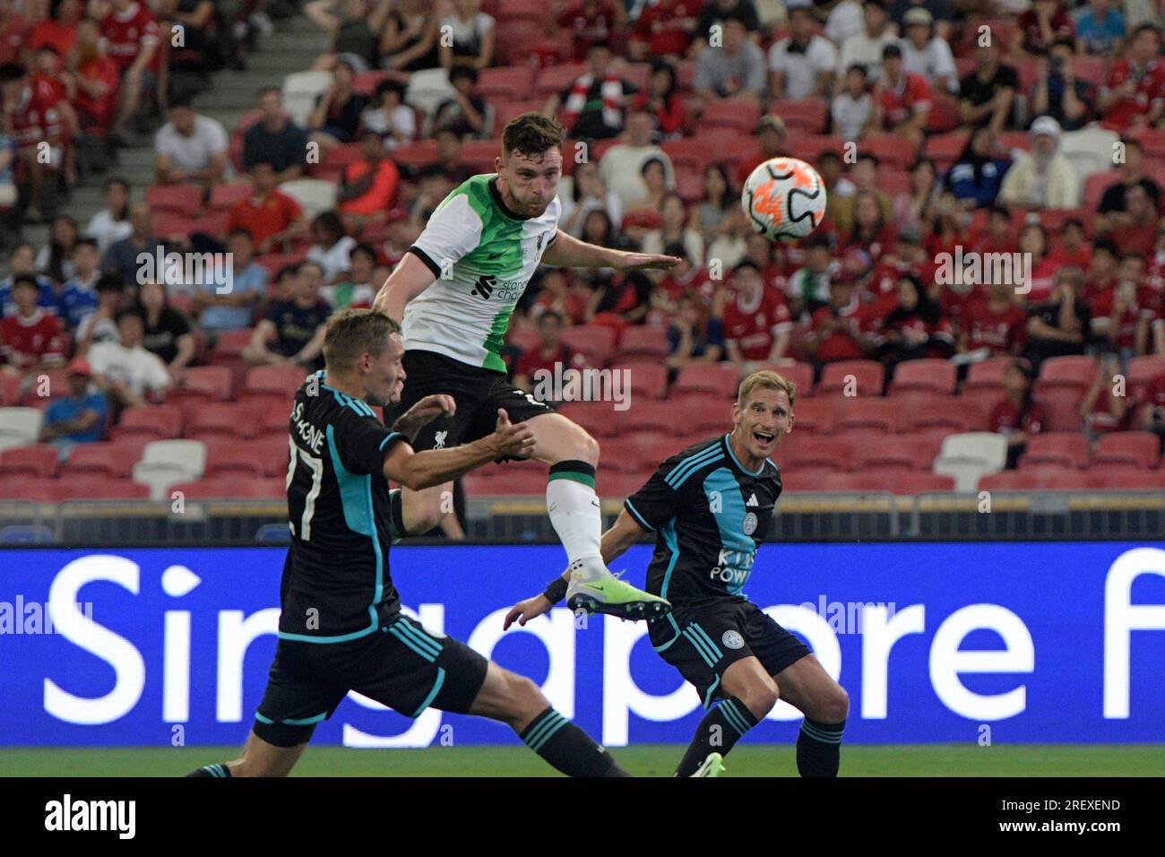 Singapore. 30th July, 2023. Diogo Jota (C) of Liverpool competes during ...