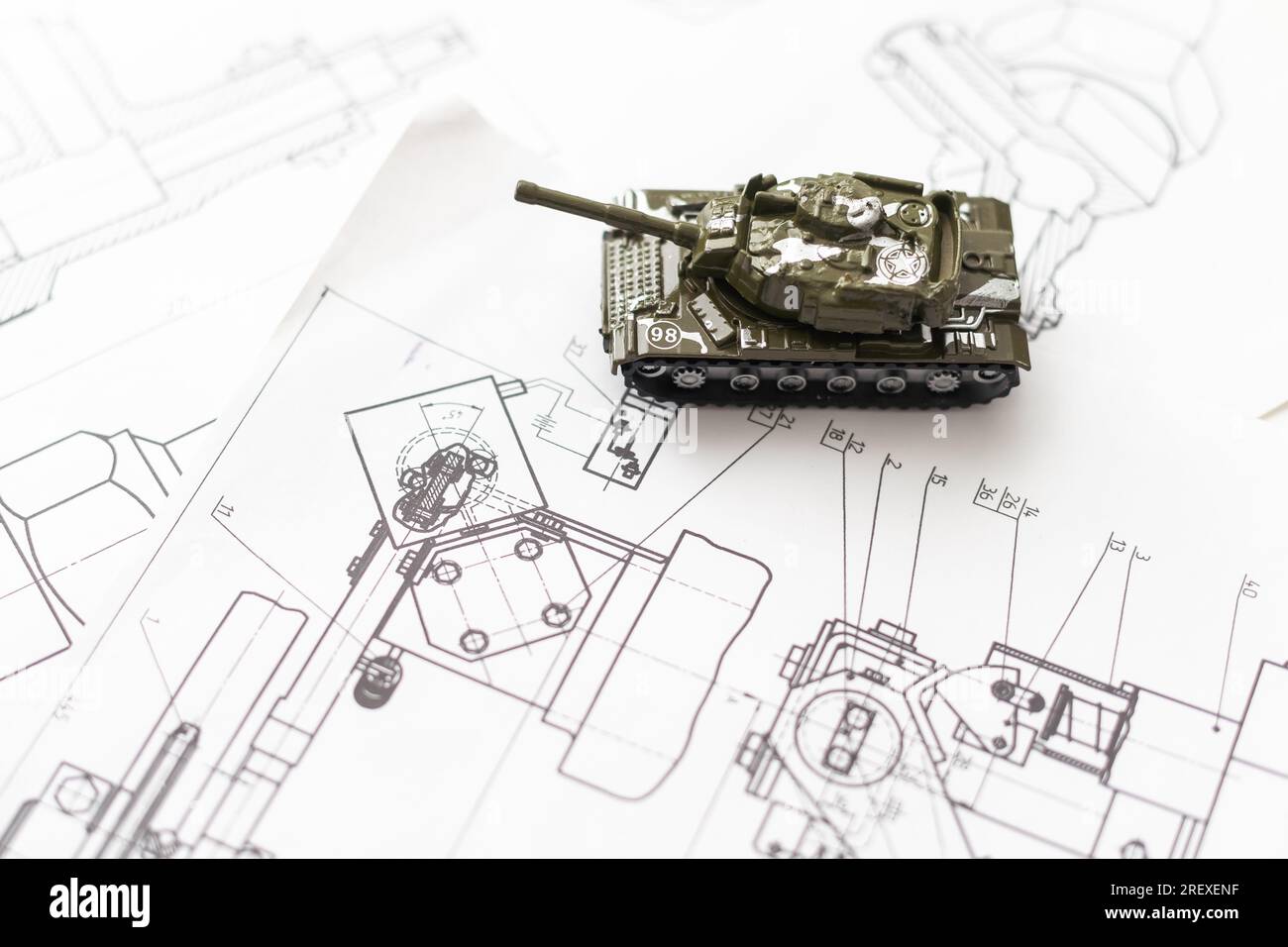 Military machine in the contour lines on graph paper. The contours of ...