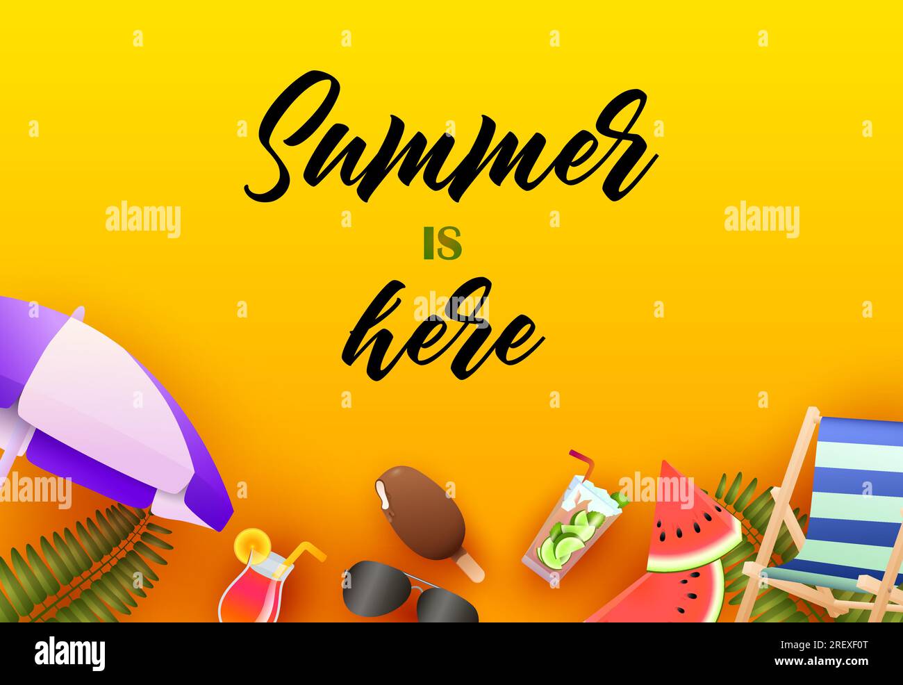 Summer is here bright poster design. Ice cream Stock Vector Image & Art ...
