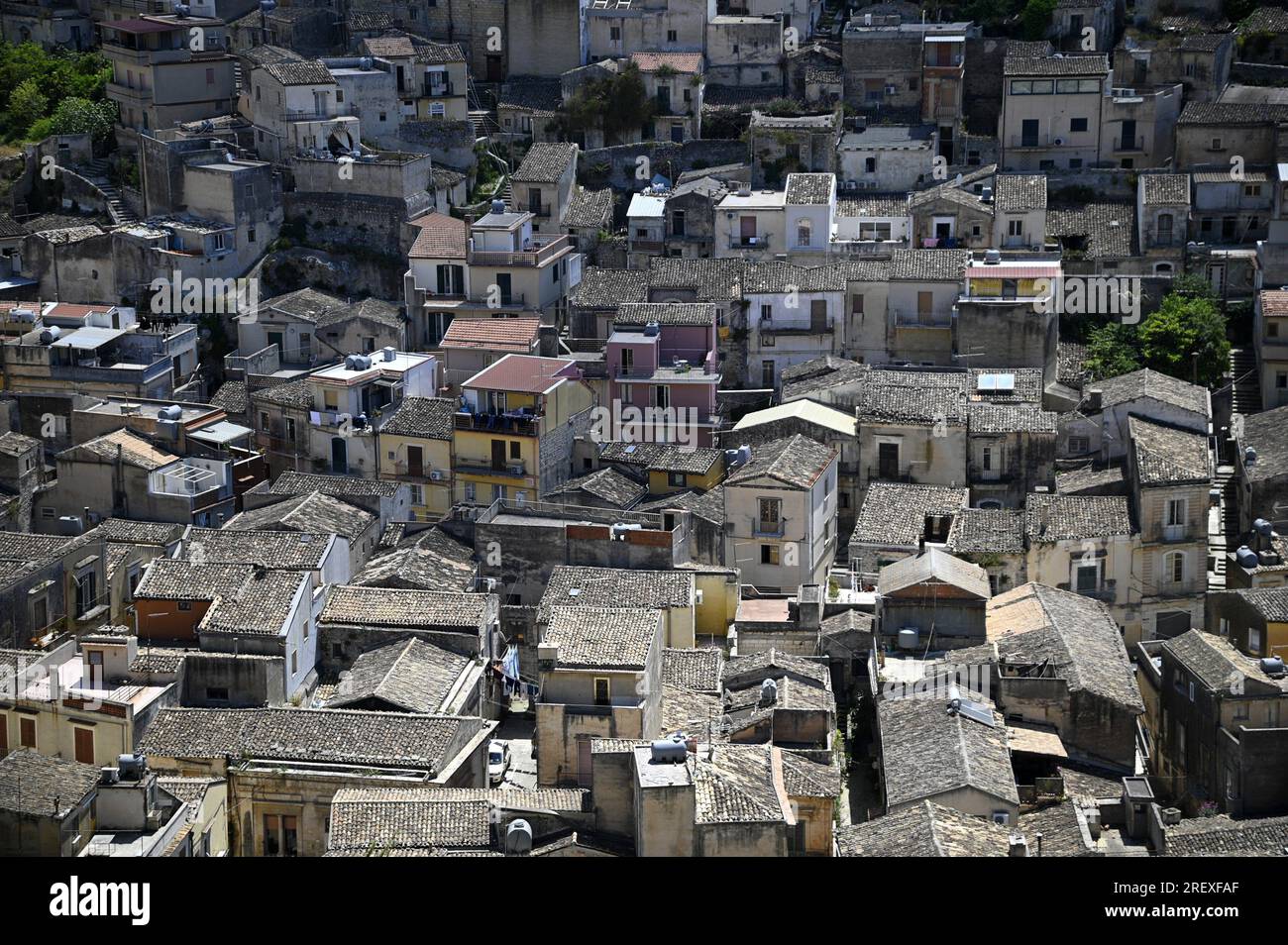 Landscape with panoramic view of Modica Bassa a historic town with ...