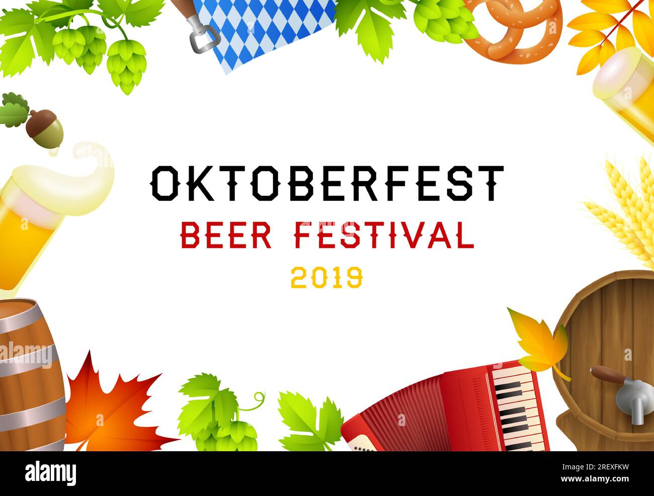 Oktoberfest beer festival 2019 lettering set and fest symbols Stock ...