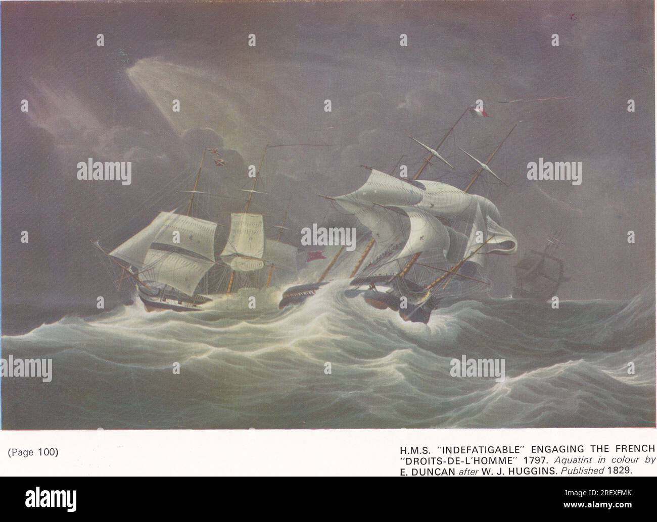 H.M.S 'Indefatigable' engaging The French 'Droits-De-L'Homme'', 1797 ...