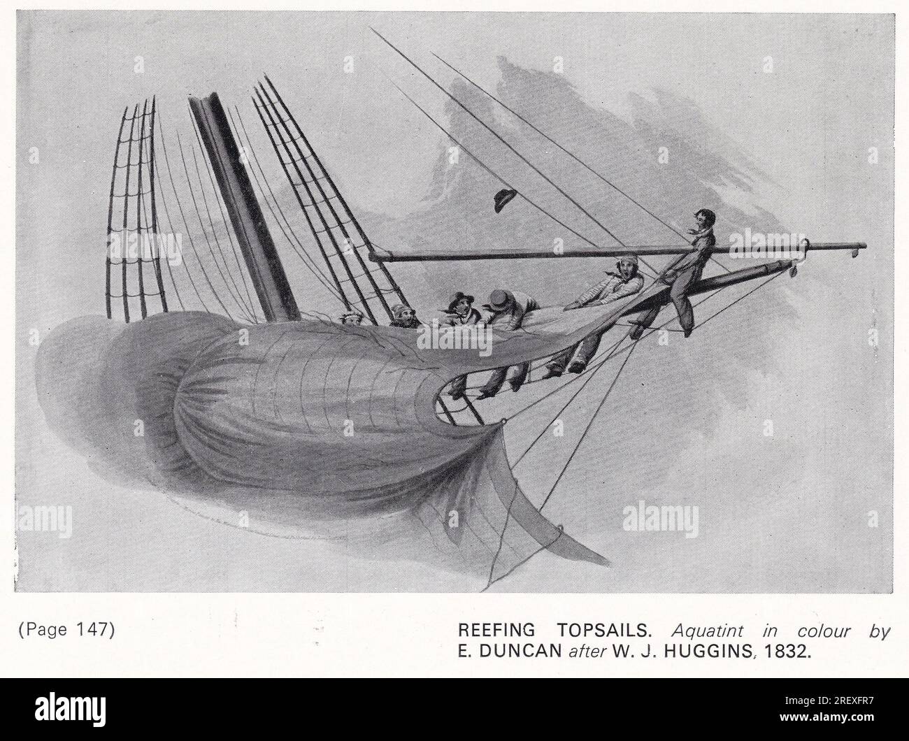 Reefing topsails 1832 Stock Photo - Alamy