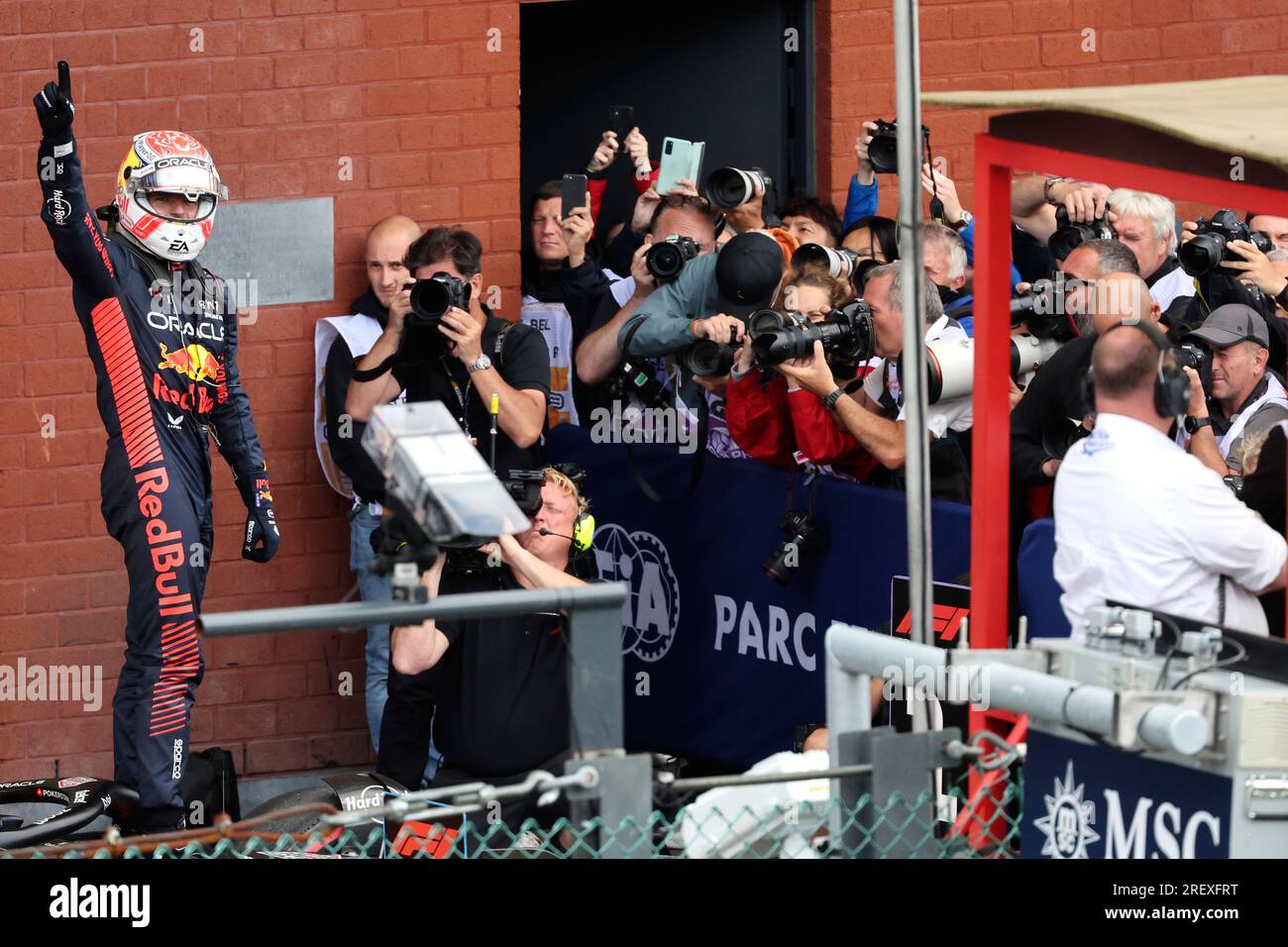 Red Bull driver Max Verstappen of the Netherlands celebrates after ...