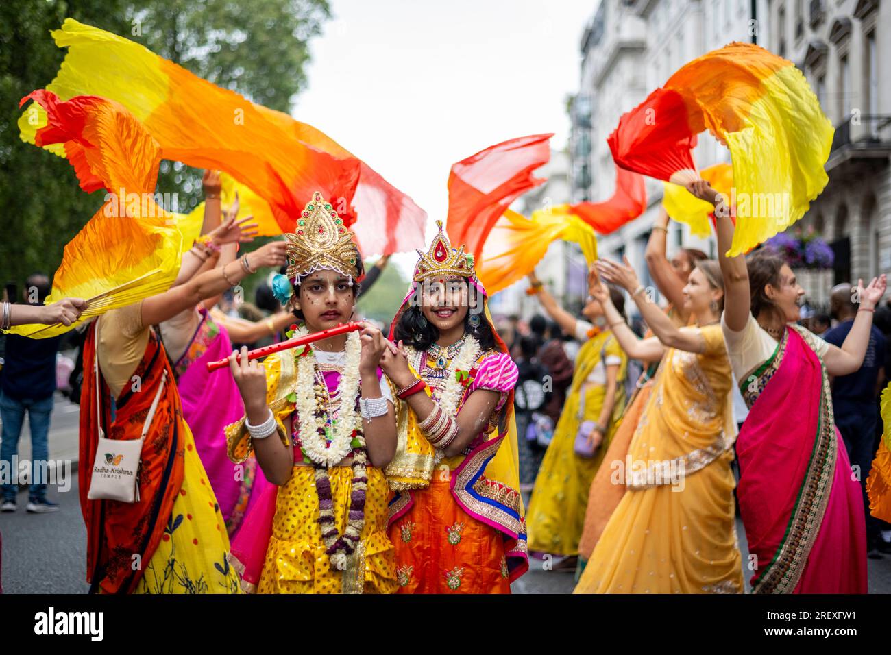 London, UK. 30 July 2023. Young Hare Krishna devotees as (L) Lord ...