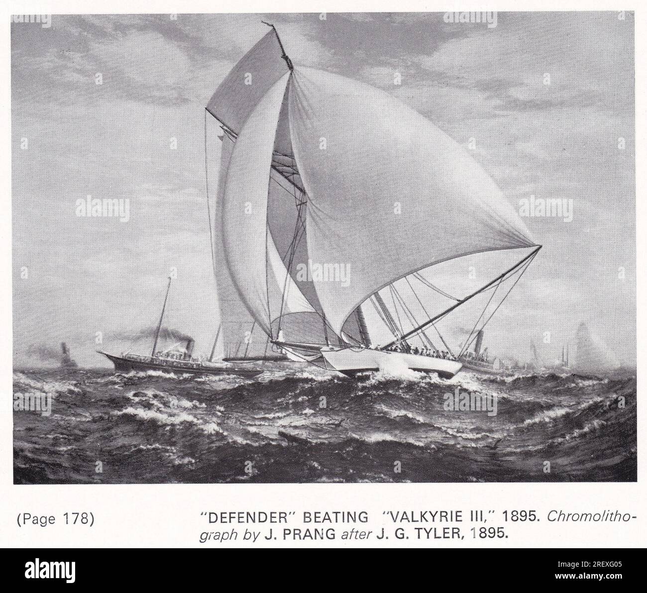 'Defender' beating 'Valkyrie III' 1895 Stock Photo - Alamy