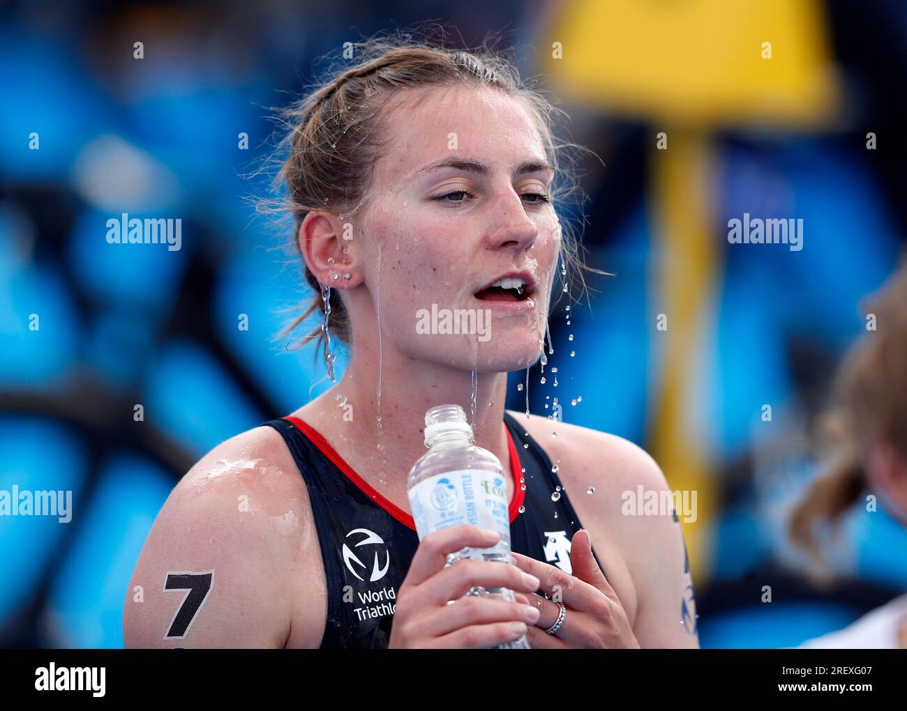 Team Great Britain's Jessica Fullagar after finishing the Mixed Relay ...