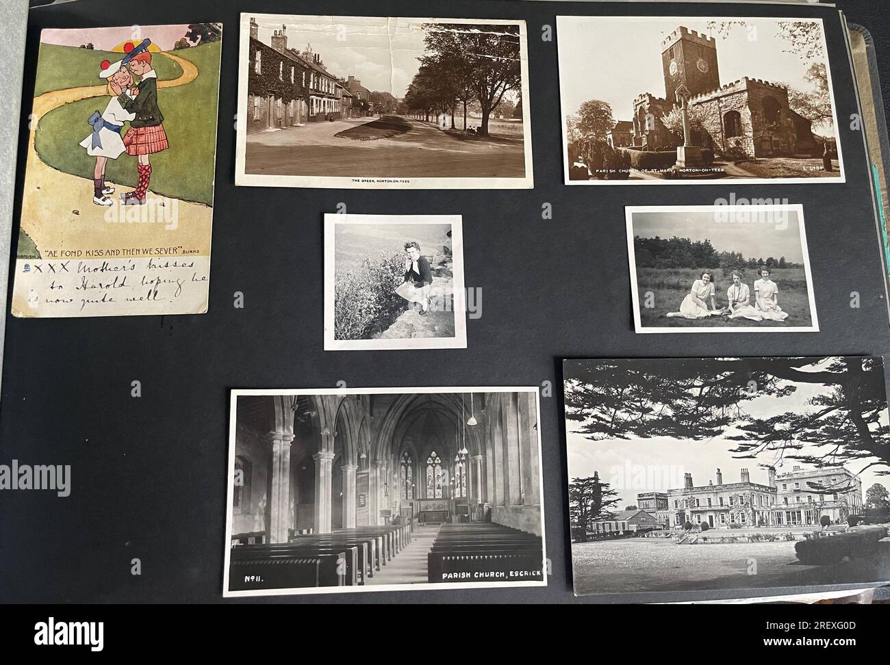 Vintage photo album / scrap book with postcards and photos 1930s Stock ...