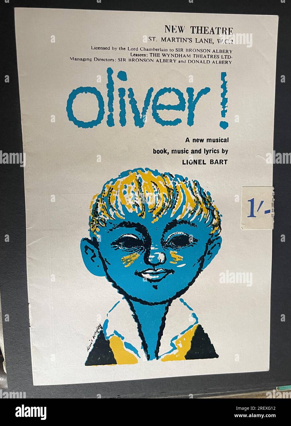 Vintage flyer for Oliver, New Theatre, St. Martin's Lane, London, 1960s ...