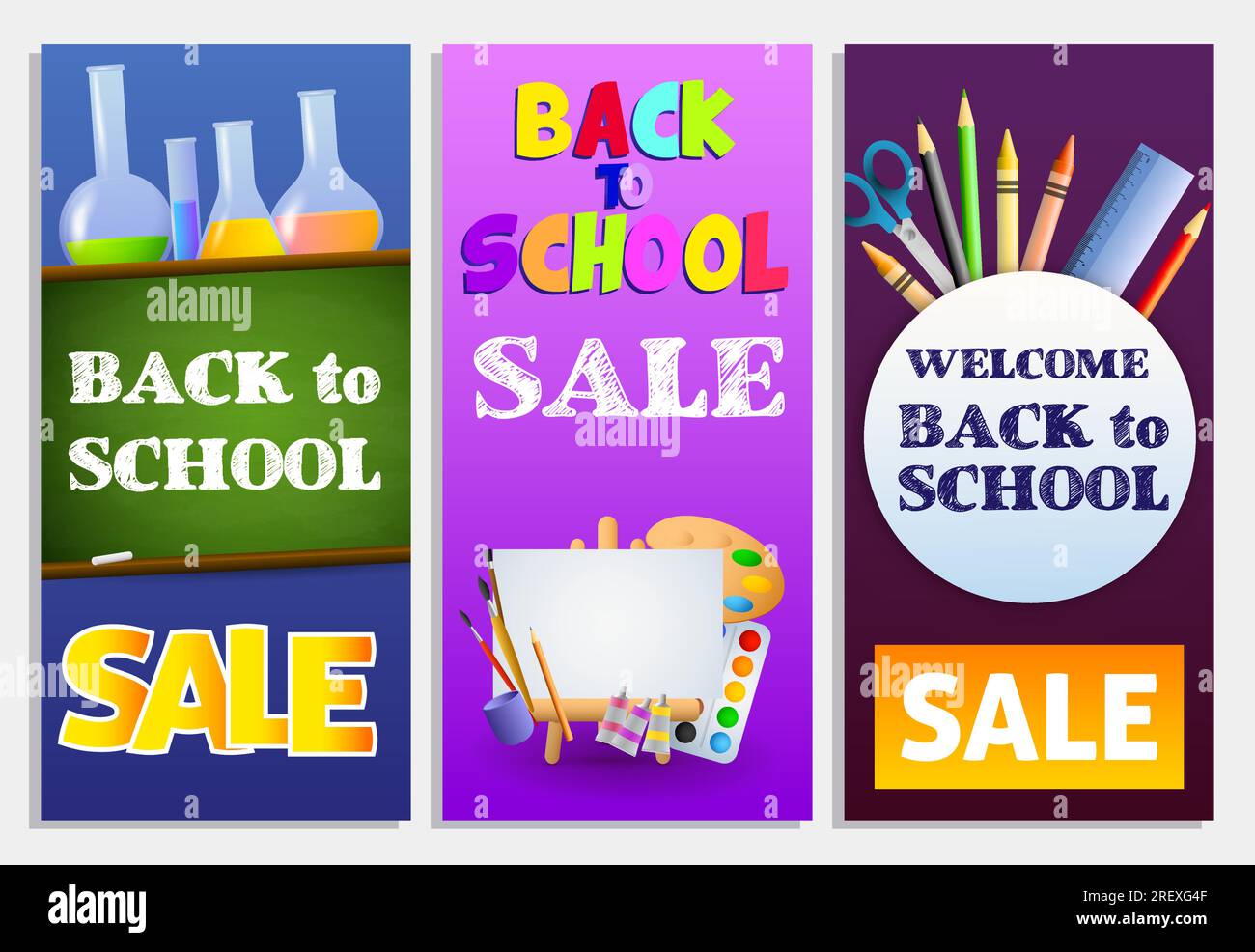 Back to school posters set. Promo flyers design Stock Vector Image ...