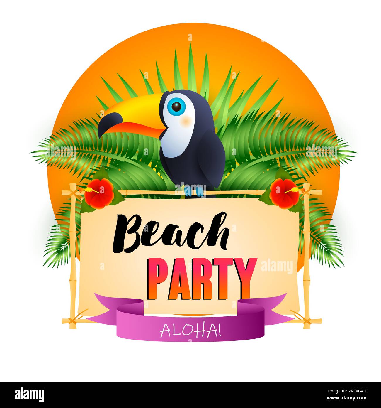 Beach party poster design. Cartoon toucan Stock Vector Image & Art - Alamy