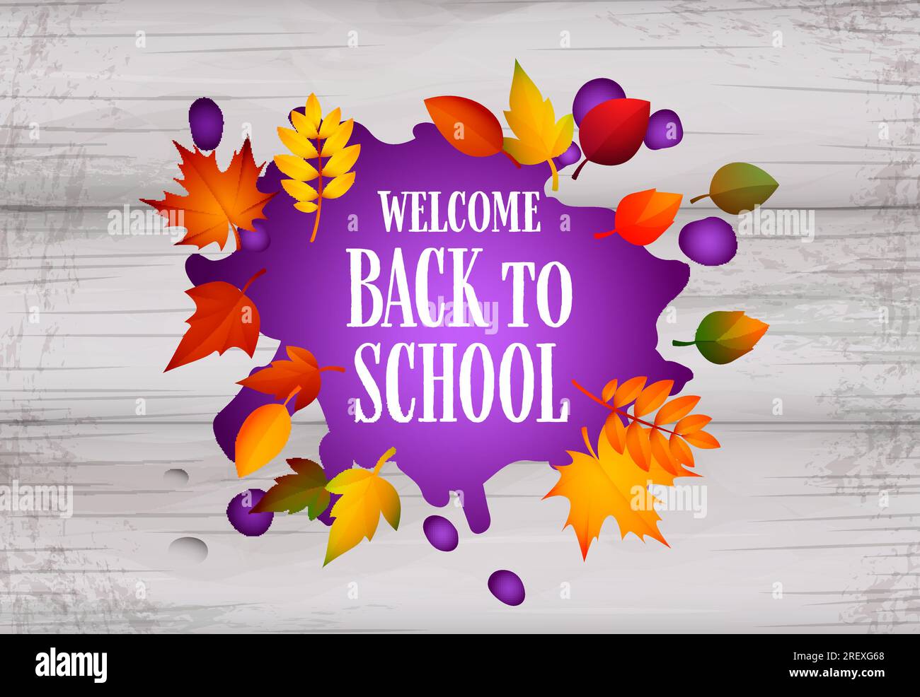 Welcome back to school lettering with yellow autumn leaves Stock Vector ...
