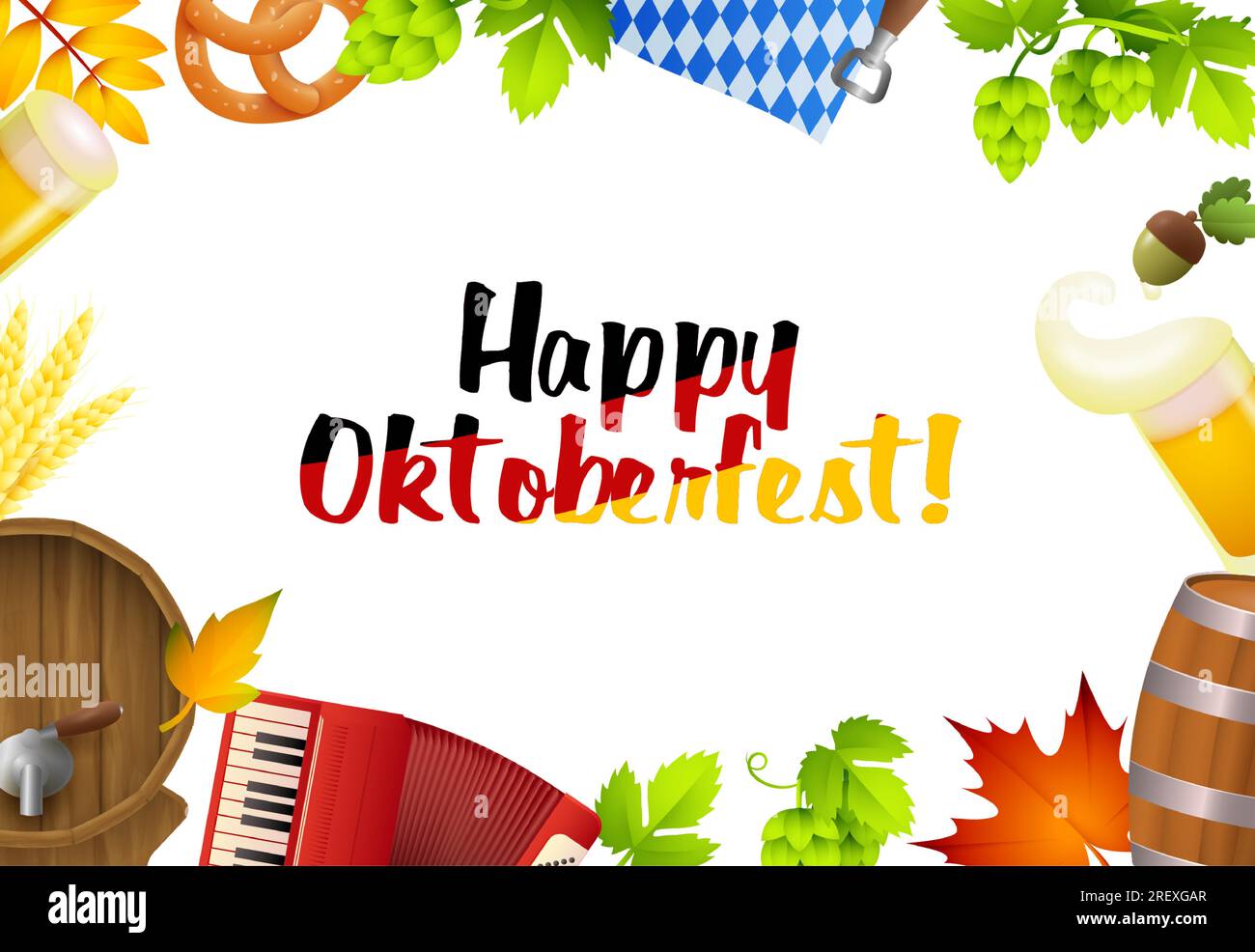 Happy Oktoberfest lettering set and fest symbols Stock Vector Image ...