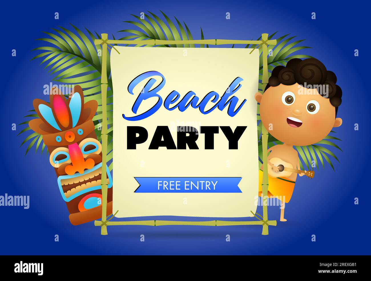 Beach party announcement design. Hawaiian guy Stock Vector Image & Art ...