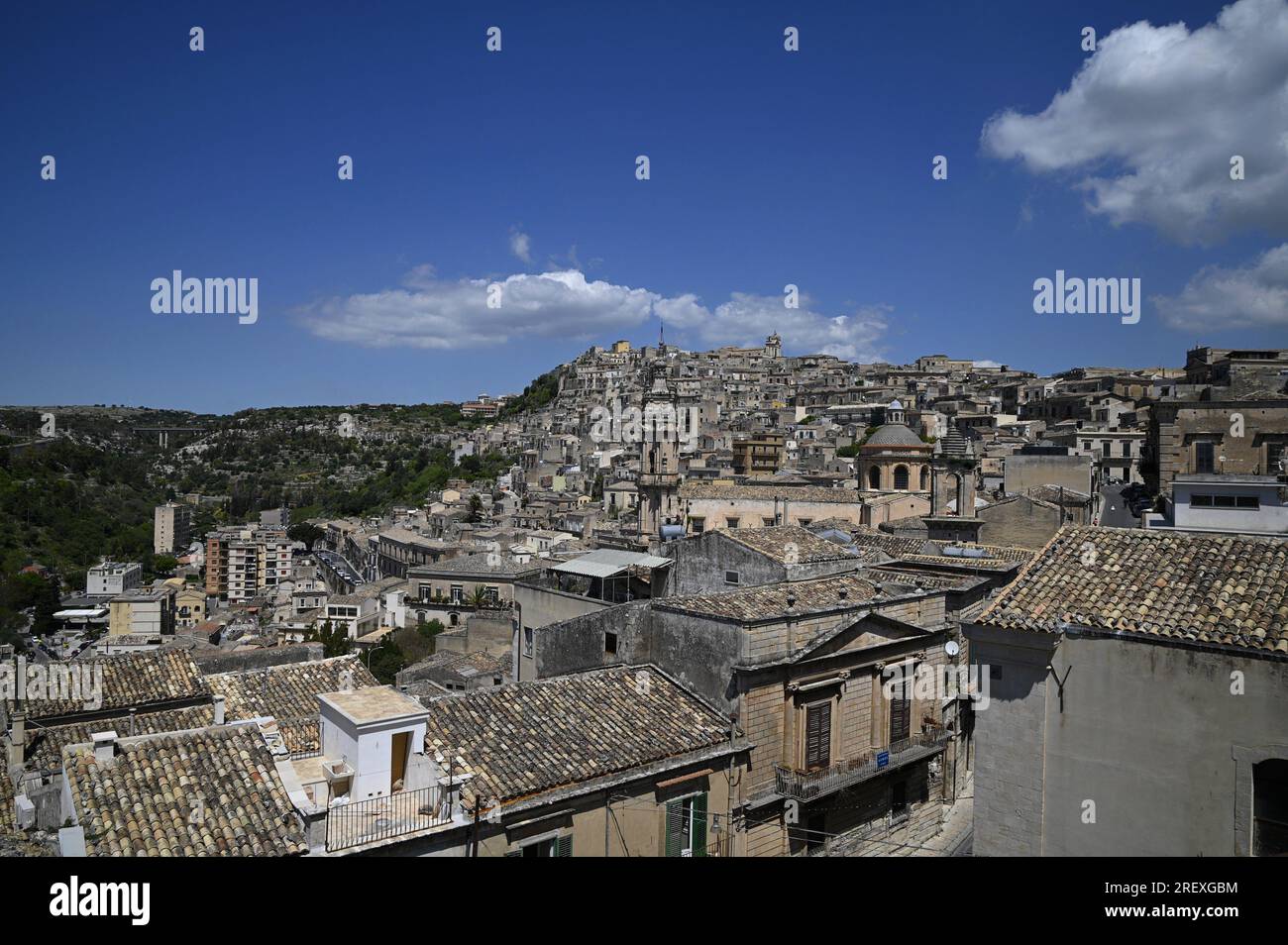 Landscape with panoramic view of Modica Alta a historic town with ...