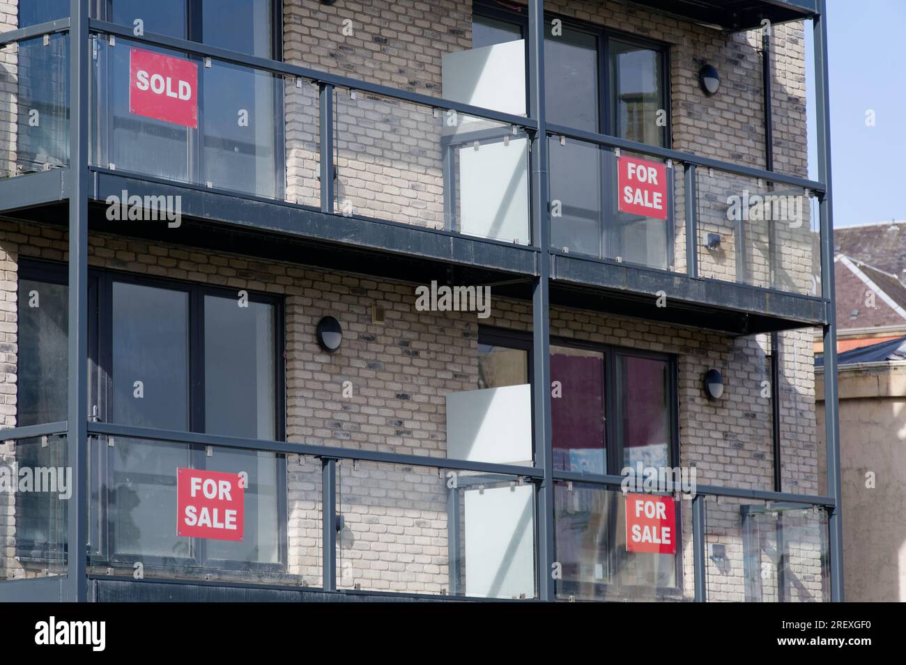 Sold and for sale signs on new property available on the market Stock ...