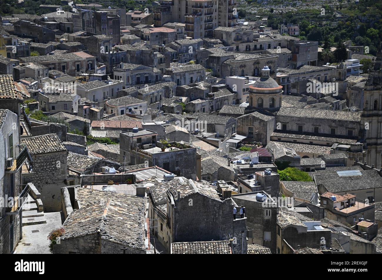 Landscape with panoramic view of Modica Bassa a historic town with ...