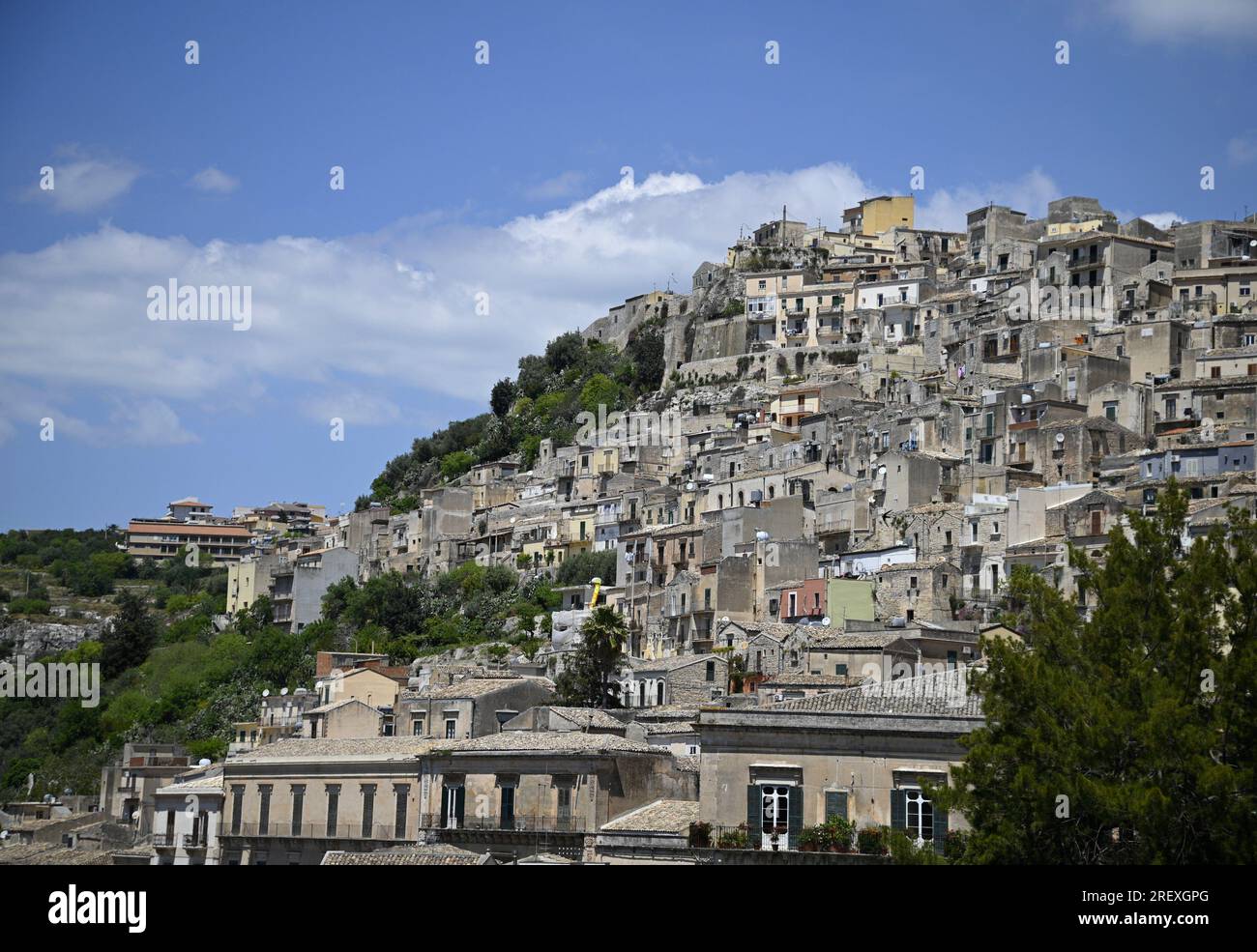 Landscape with panoramic view of Modica Alta a historic town with ...