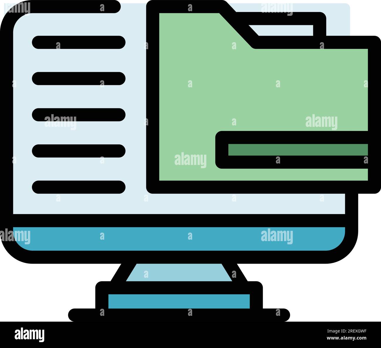 Computer folder icon outline vector. Cms development. Web design color ...