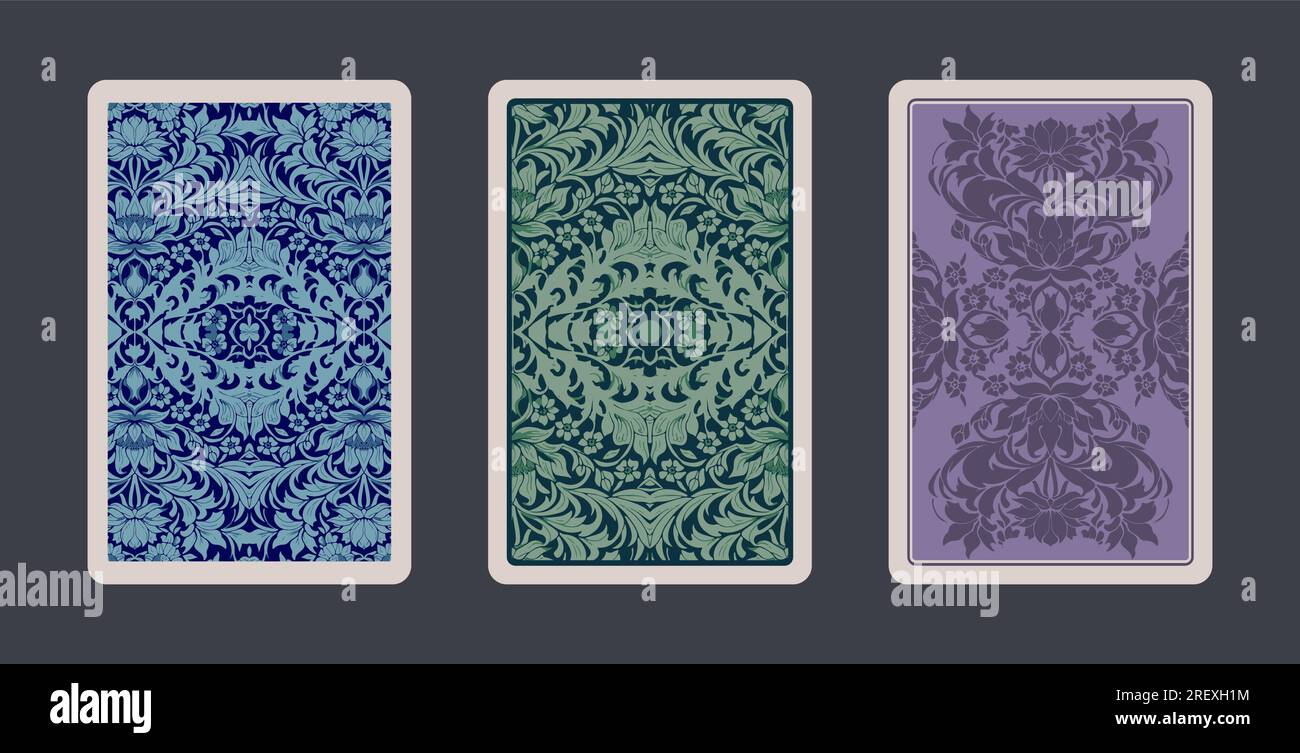 Back playing cards with vintage abstract floral ornaments, baroque ...