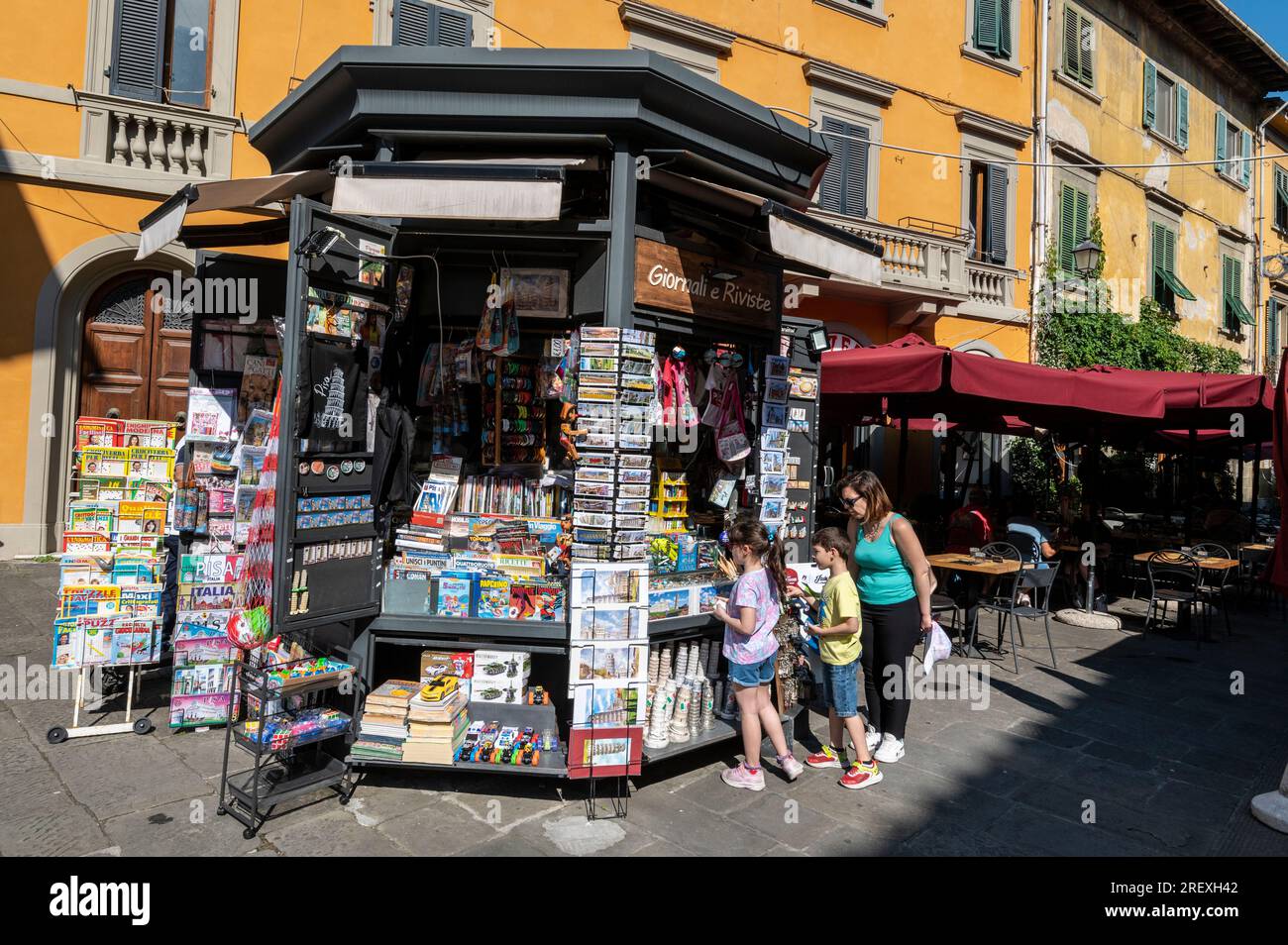 A tourist souvenir gift kiosk on Via Santa Maria near the Leaning Tower ...