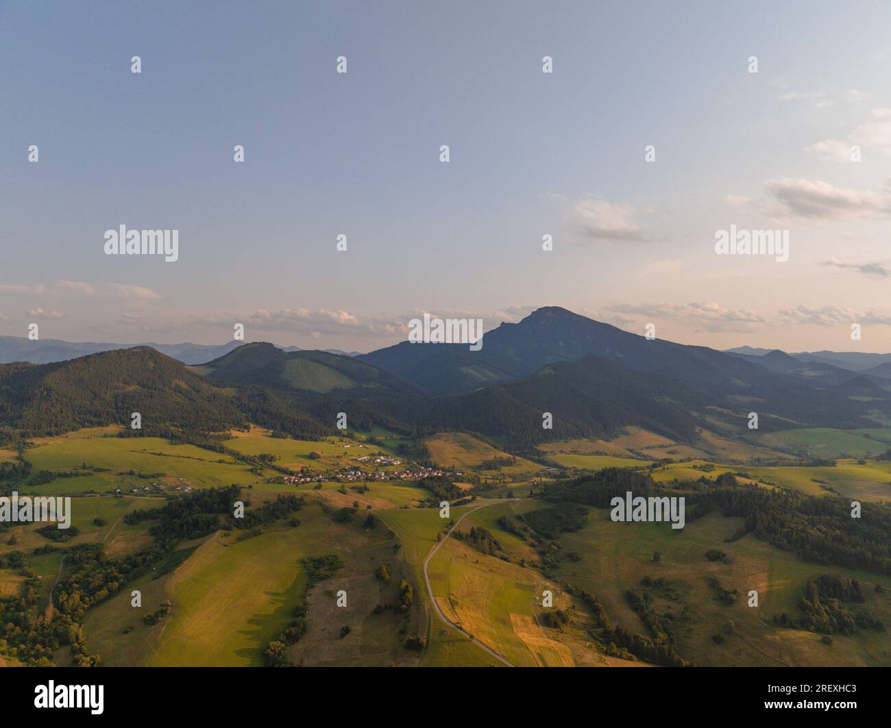 Aerial view of the Velky Choc mountain range on Orava in Slovakia ...