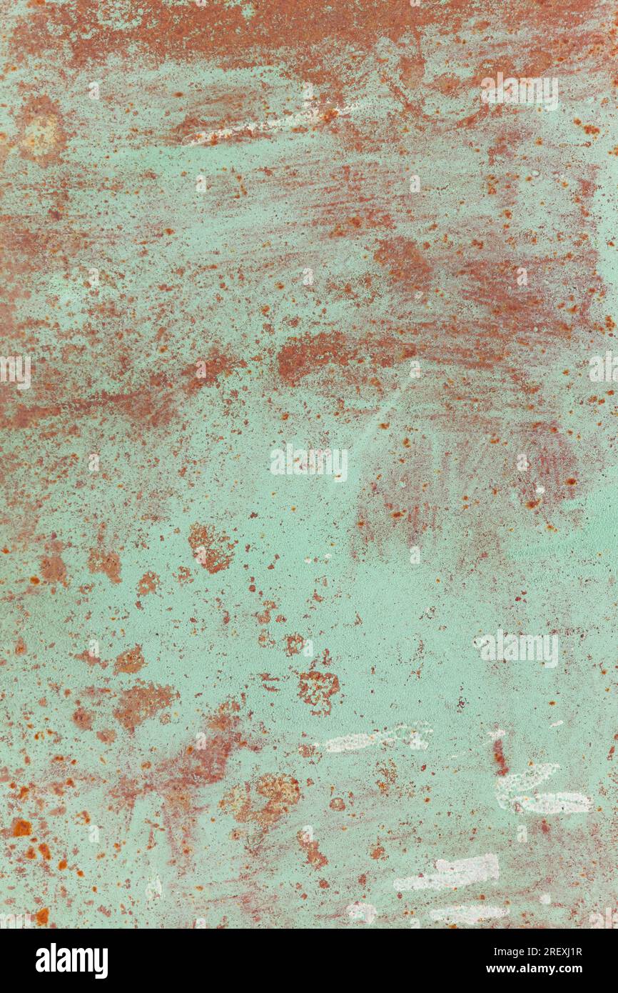 Rusty metal surface with old faded paint. Texture of rust and paint ...