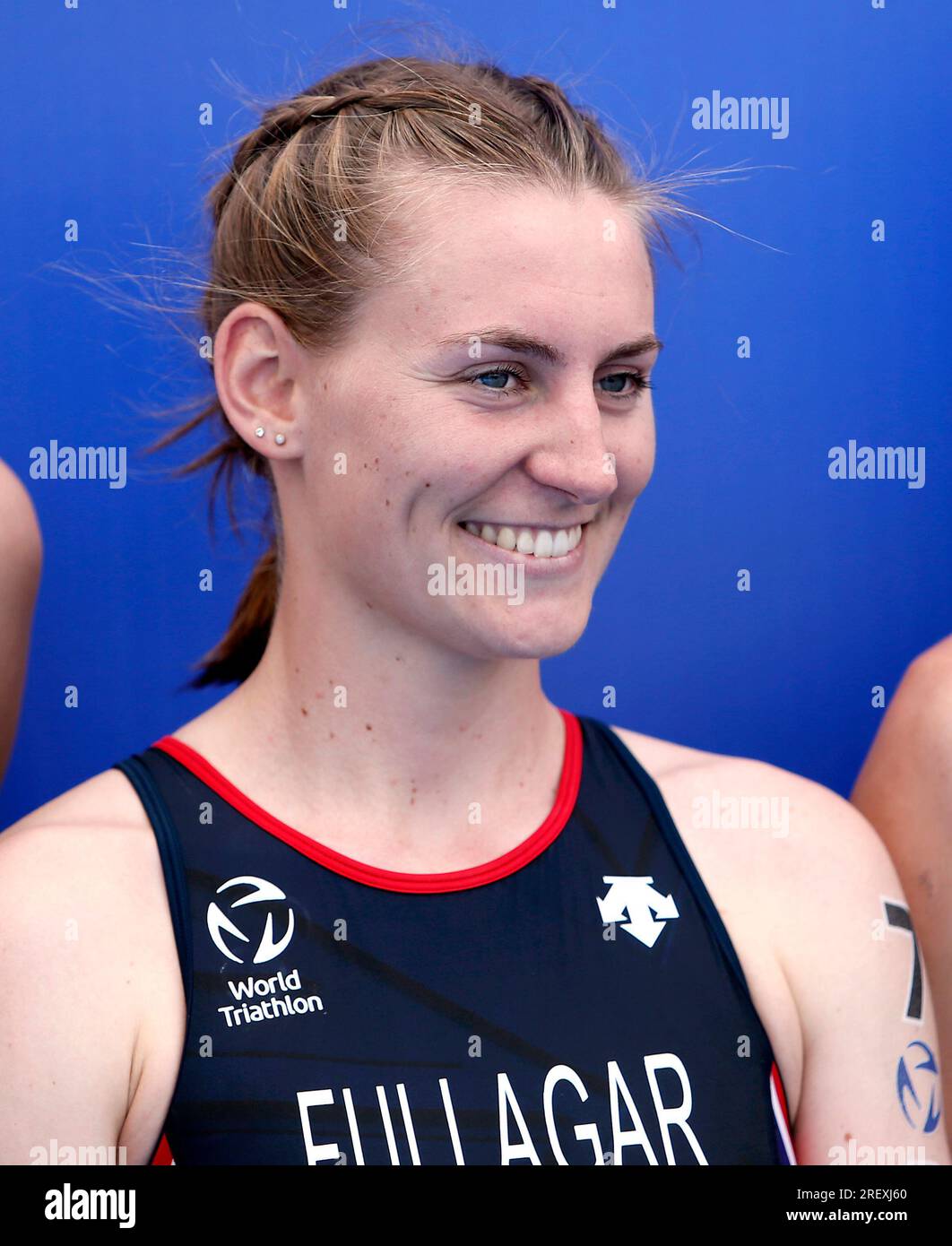 Team Great Britain's Jessica Fullagar after finishing the Mixed Relay ...