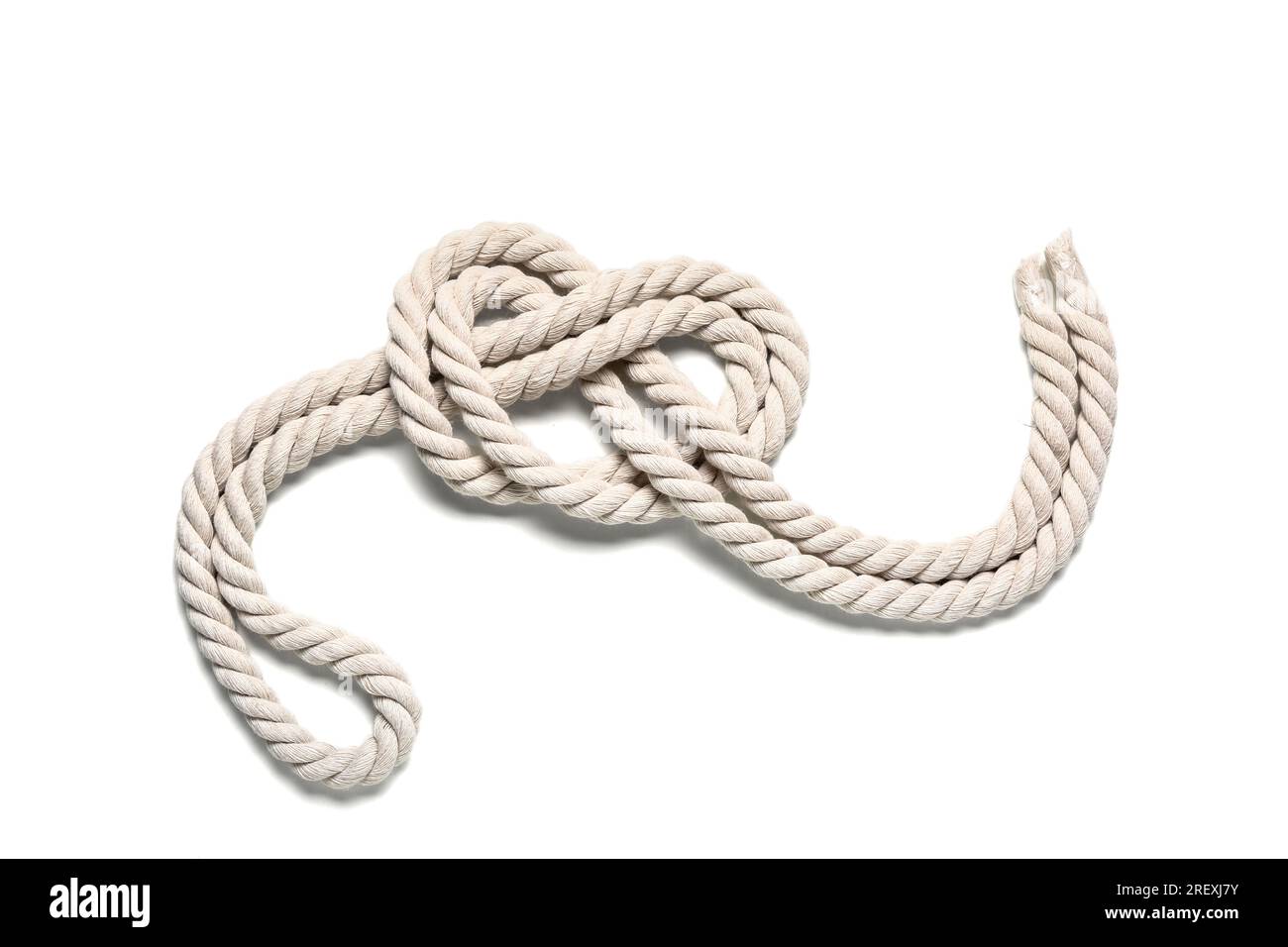 Rope with knot on white background Stock Photo - Alamy