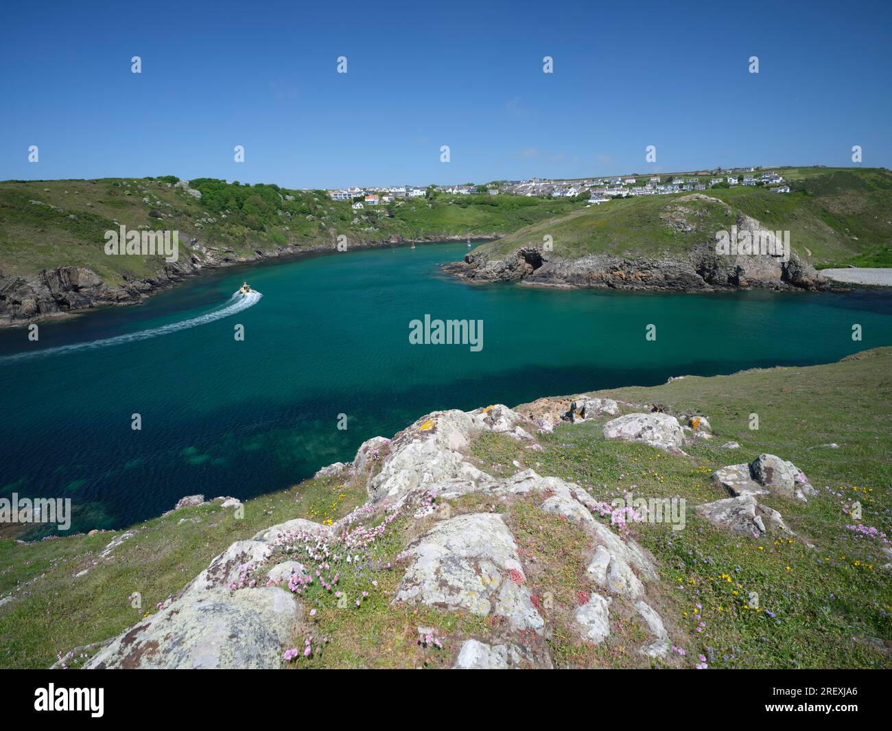 Solva harbour at high tide Stock Photo - Alamy