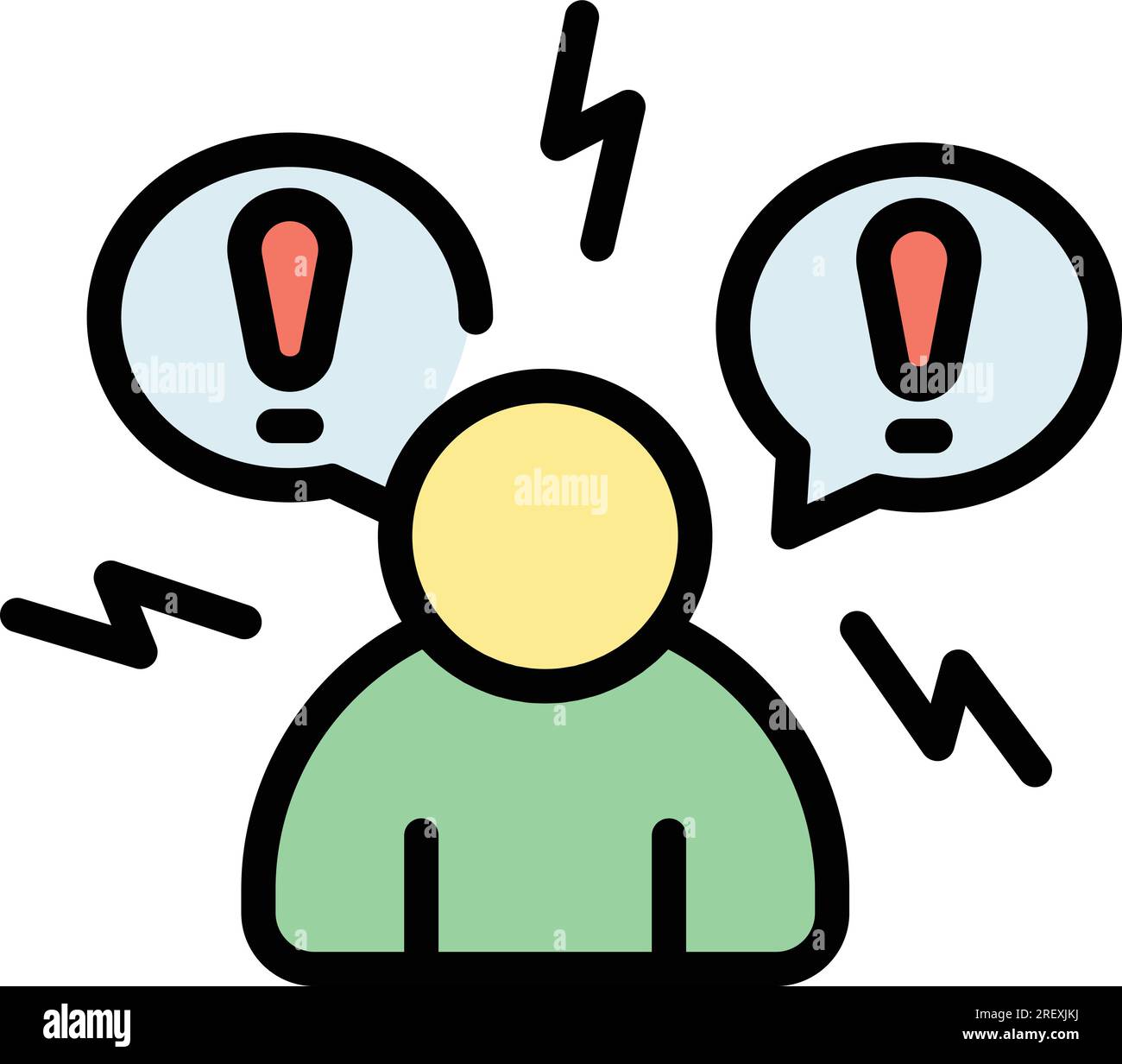 Mental panic attack icon outline vector. Fear stress. Anger heart color ...