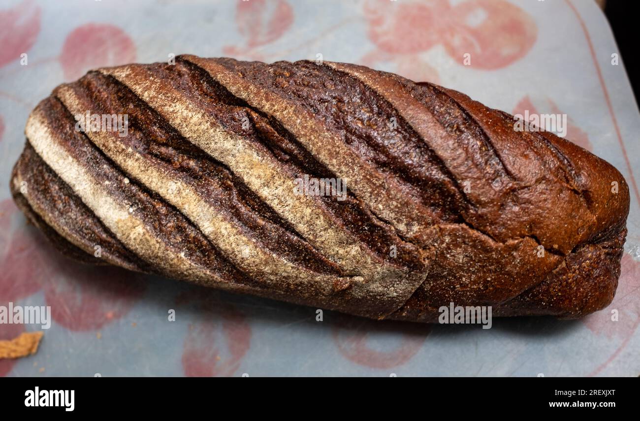 Sliced loaf of rye bread. Shooting from above in daylight Stock Photo ...